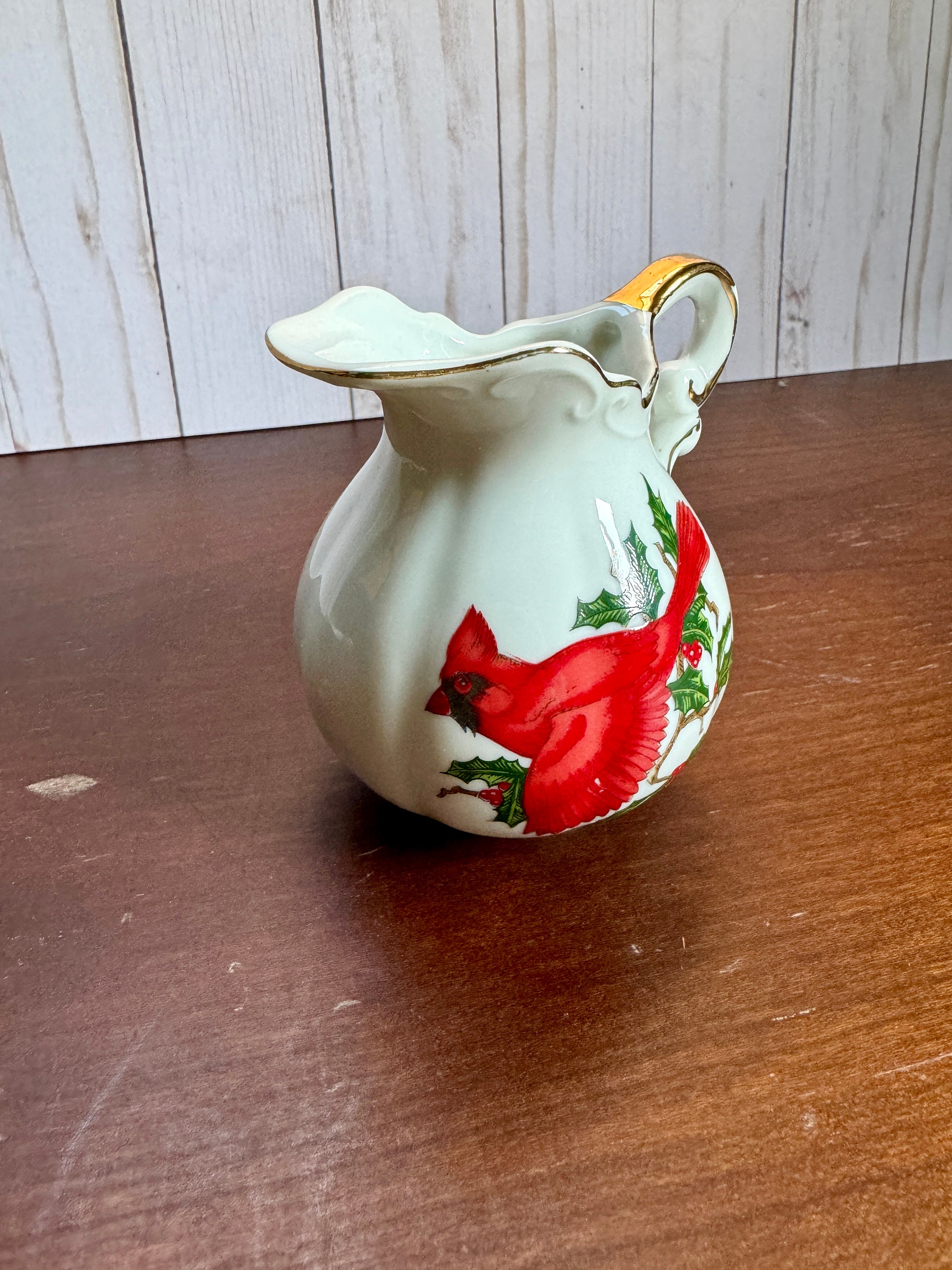 Vintage Lefton Pitcher, Red and White Christmas Decor, Cardinal ...