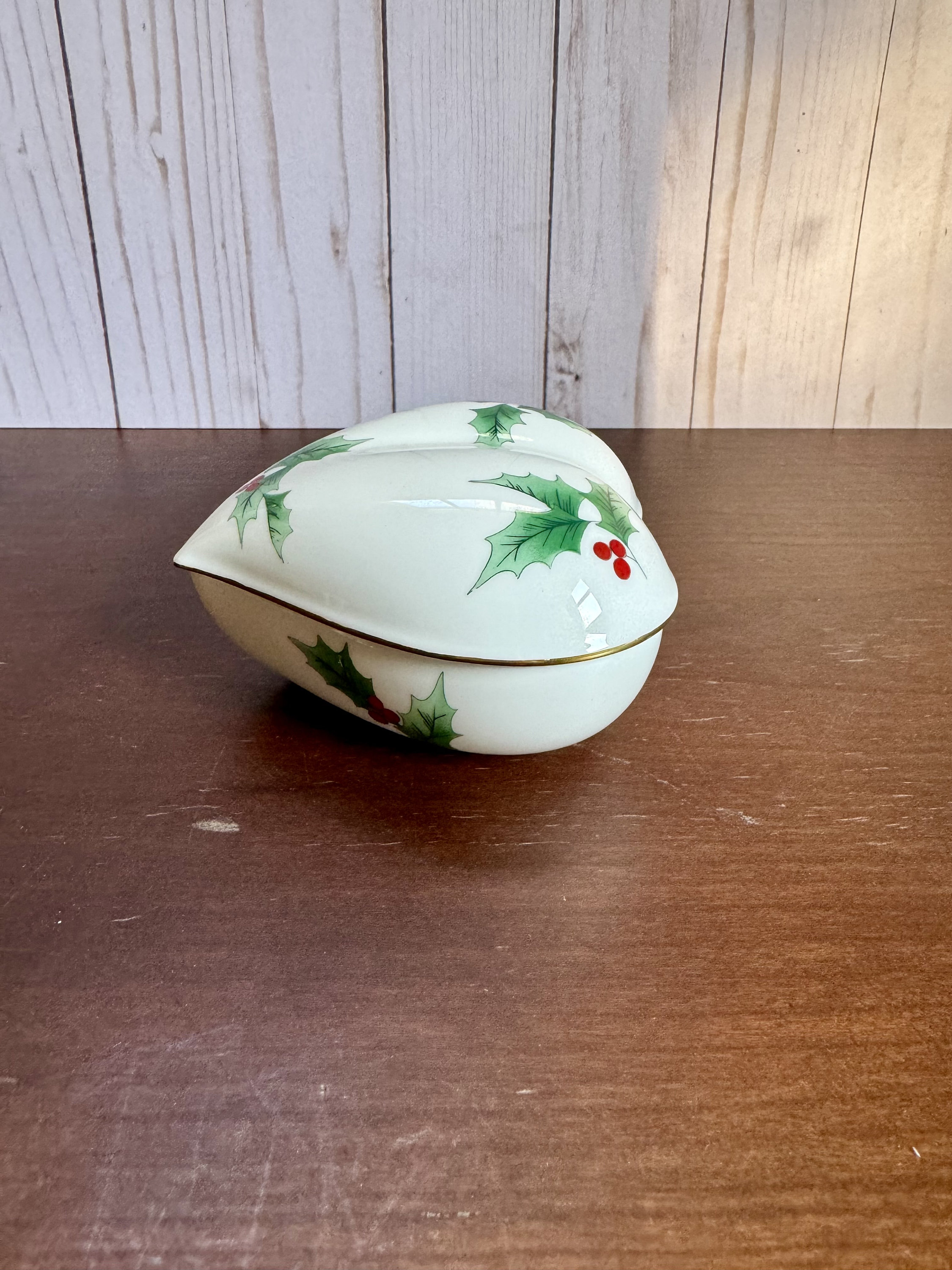 Heart Trinket Box, Holly Trinket Dish, Mikasa Trinket Dish, Christmas ...