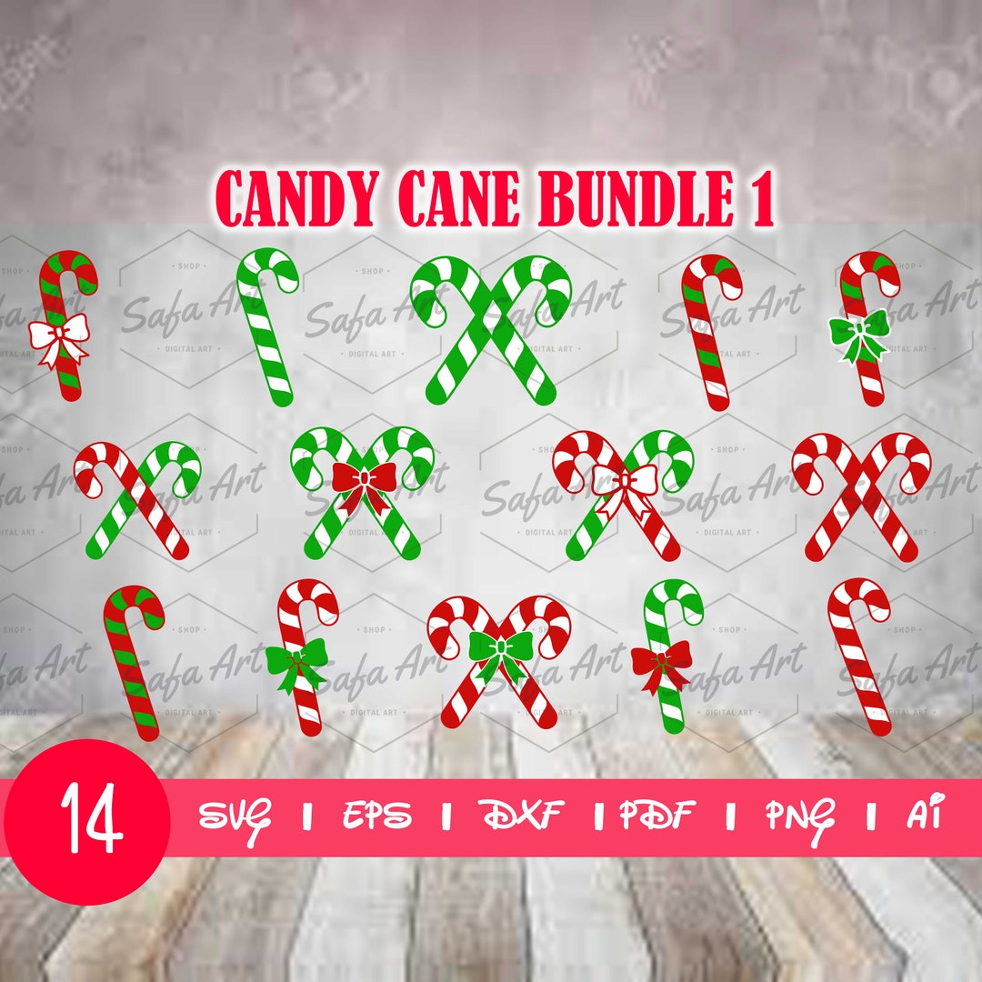 Candy Cane SVG Bundle 1, Merry Christmas SVG Bundle, SVG Files for ...