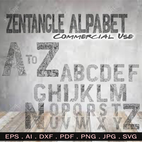 Zentangle Svg Zentangle Alphabet Svg Mandala Alphabet 26 - Etsy