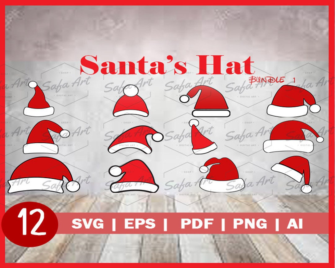 Santa Claus Hat SVG Png Ai Eps Pdf Dxf Clipart, Merry Christmas Hat ...