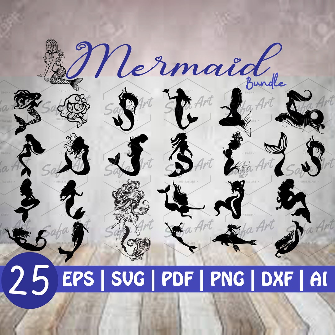 Mermaid SVG Bundle, Svg Png Dxf Eps Ai Pdf - Etsy