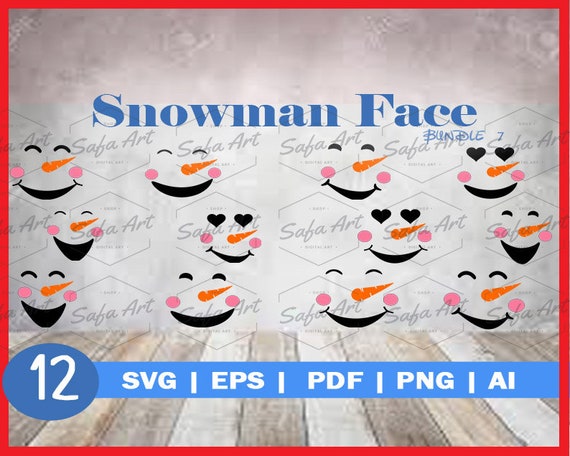 Snowman Face SVG Bundle 7 Cute Snowman Clipart Snowman PNG - Etsy