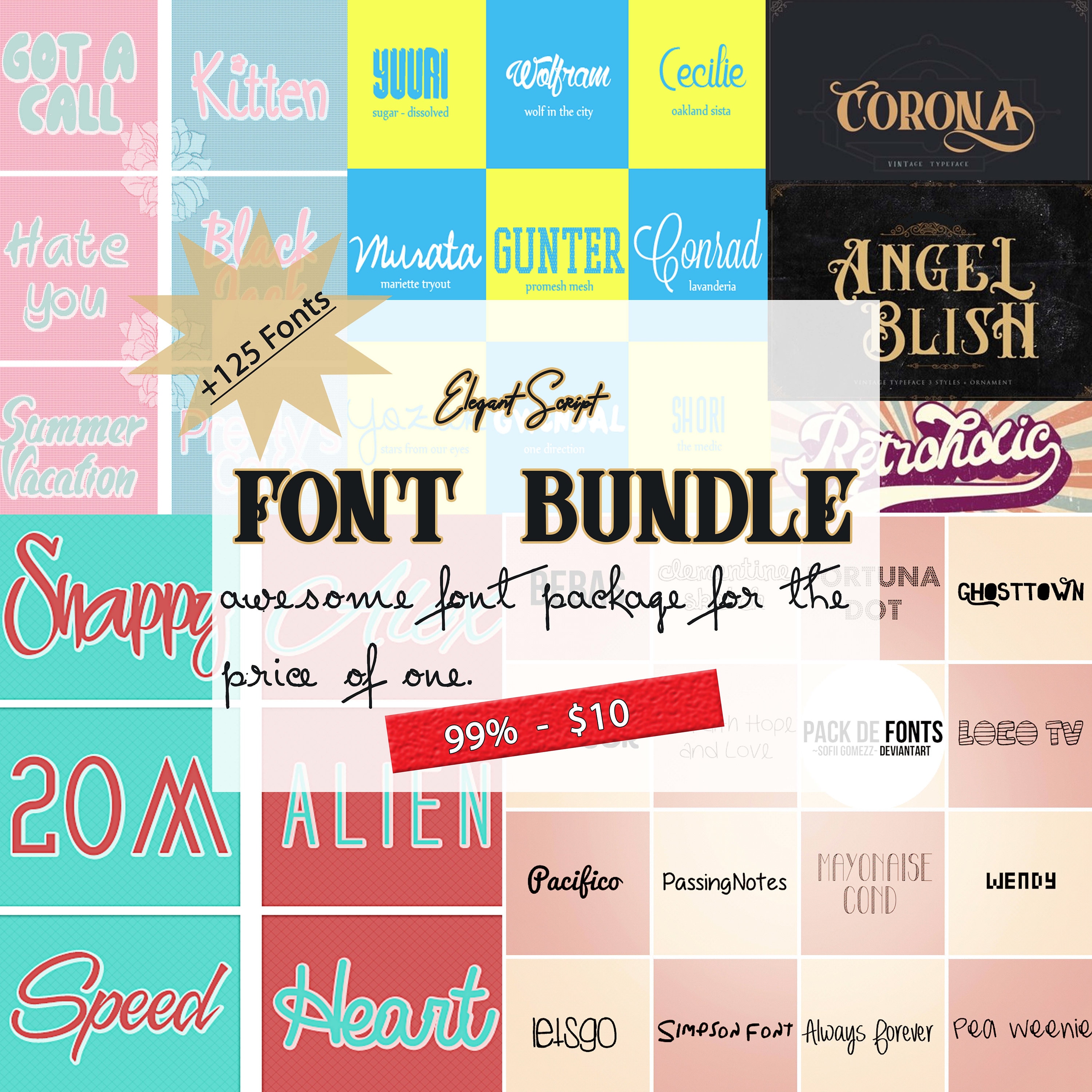 Elegant Font Bundle 125 Handwritten Cozy Arty Fonts for - Etsy