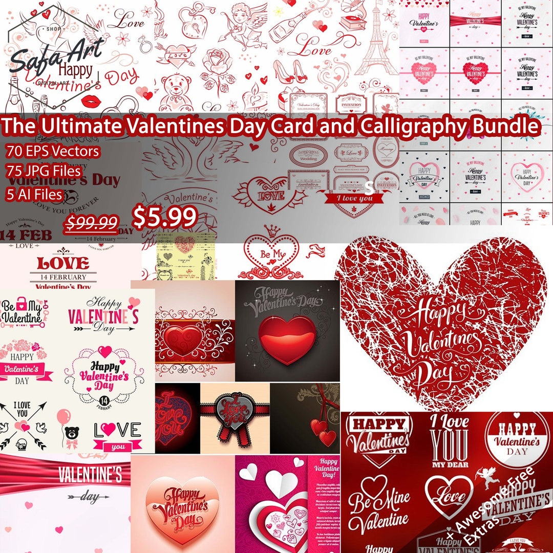 The Ultimate Valentines Day Card and Calligraphy Bundle Valentines Day ...
