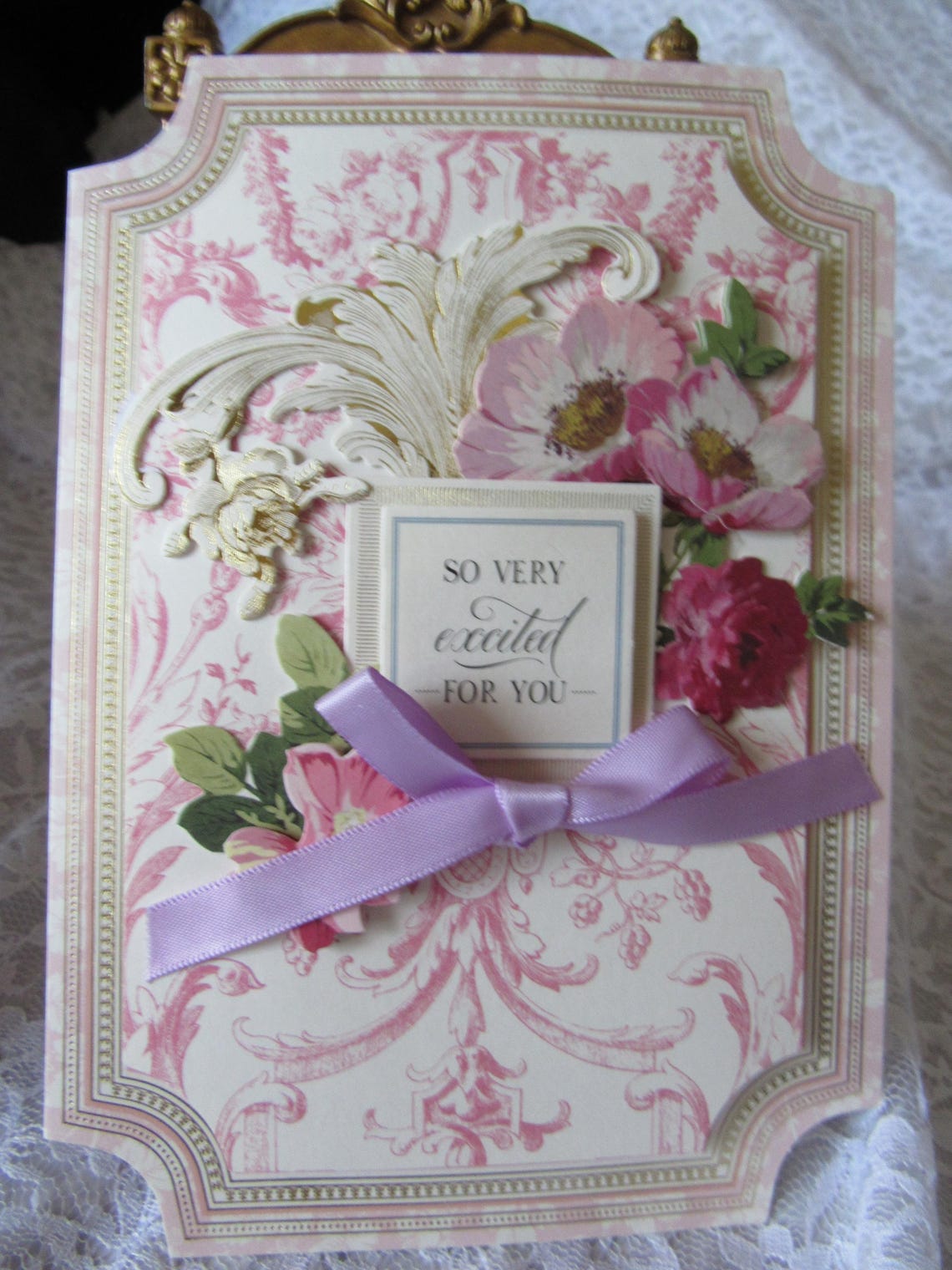Congratulations Card, FREE CARD, 3D, Layers, Pastels, Flowers, Gold ...