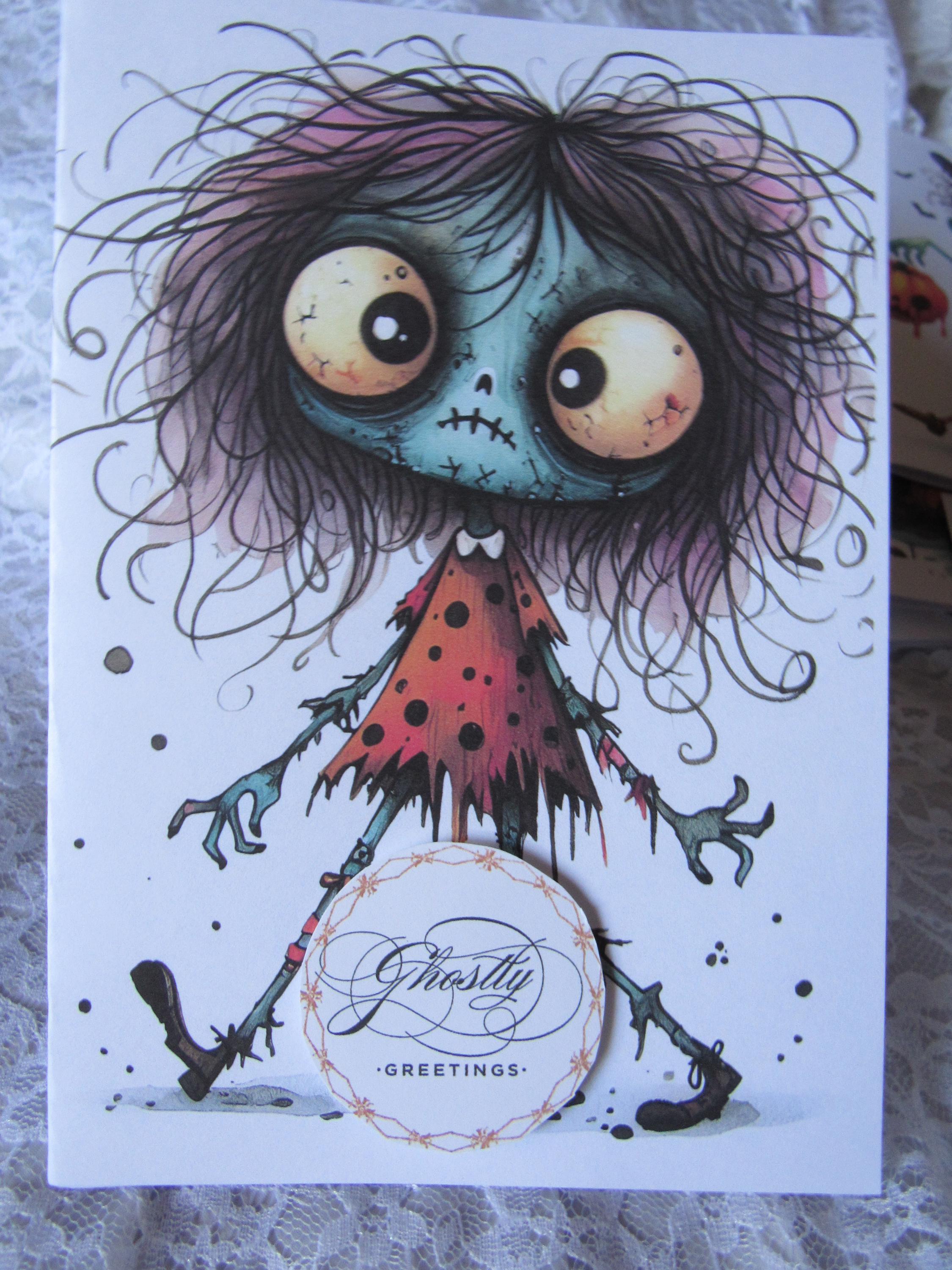 Zombie 4 Halloween Cad, FREE CARD, Handmade, Colorful Zombie, Sentiment ...
