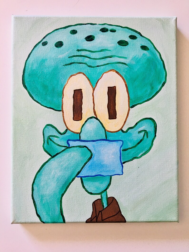Squidward's Self-Portrait with The Paper Spongebob | Etsy