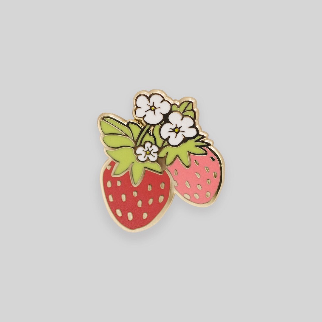 Strawberry Bunch Enamel Pin - Etsy