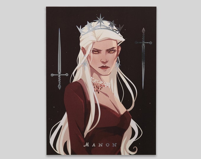 Manon Crown of Stars Throne of Glass Silver Foil A5 Print - Etsy