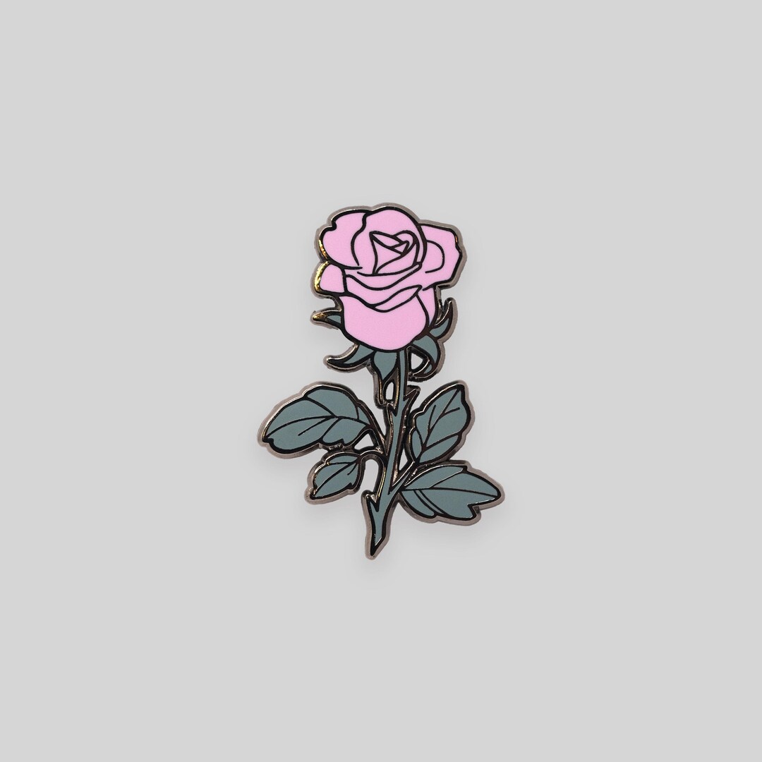 Pastel Pink Rose Flower Enamel Pin - Etsy