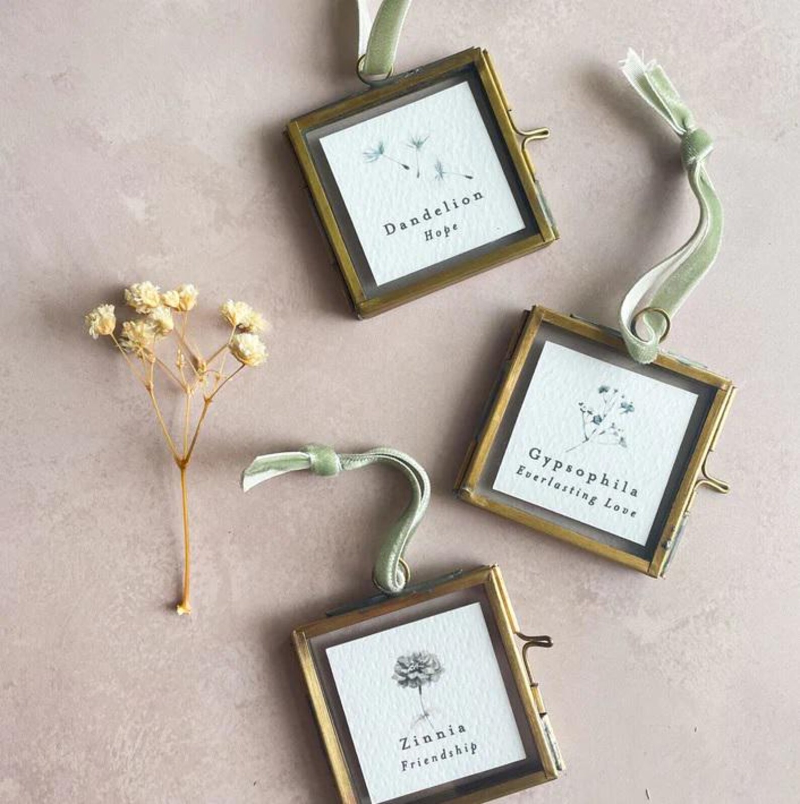 2x2 Mini Glass Brass Frame, Mini Kiko Glas Frame, Double Glass Hanging ...