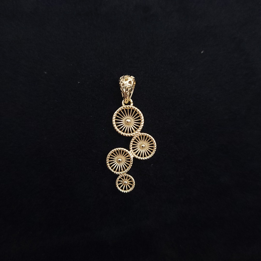 3-D Print Gold Pendant: 18k Solid Yellow Gold 23x9.5mm 3D Printed ...