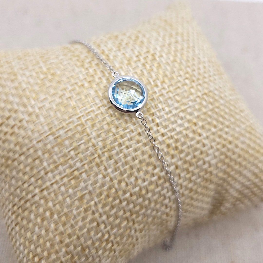 8mm Round Double-sided Checkerboard Sky Blue Topaz With 18k - Etsy