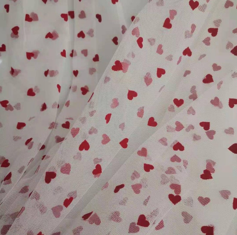 High-quality Hearts Gauze Fabric Red Heart-shaped Mesh - Etsy