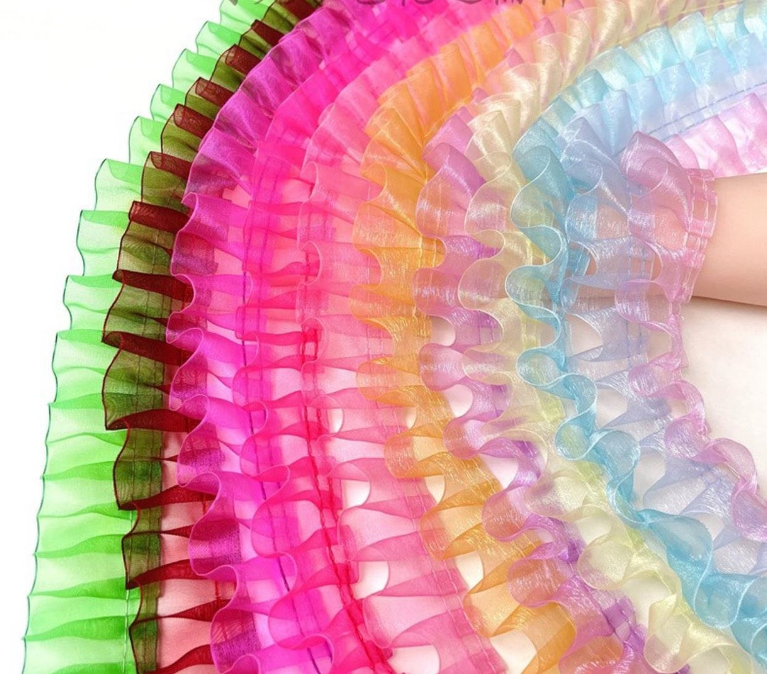 1.57" Wide Snow Gauze Belt With Organ Pleated Lace Trim, Suitable for ...