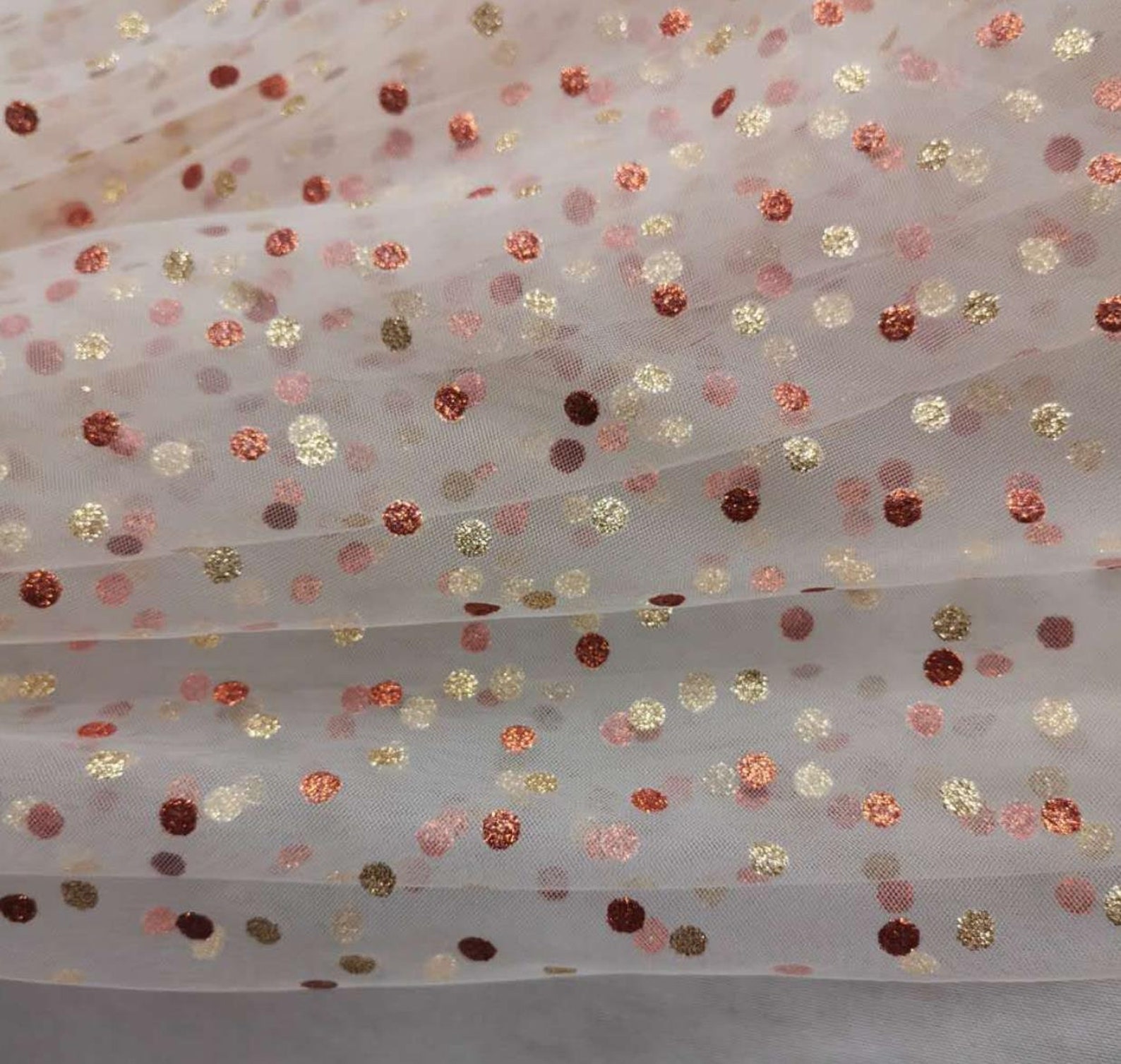 Multi-color Polka Dot Sequins Dotted on the Tulle Fabric, Suitable for ...