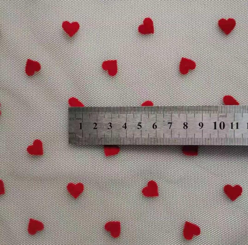 High-quality Hearts Gauze Fabric Red Heart-shaped Mesh - Etsy