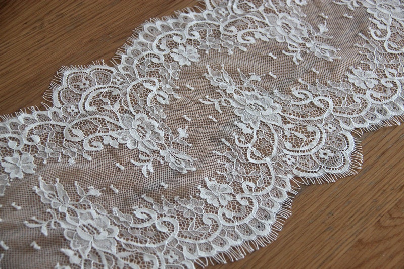 3 Yards French Chantilly Style Lace Delicate White Double Side ...