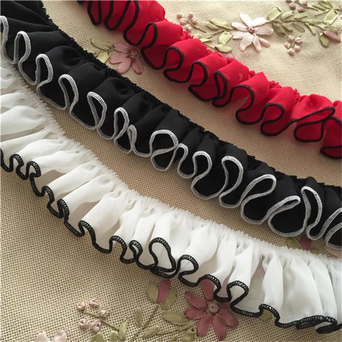 High quality Multi color pleated ribbons ruffled chiffon | Etsy