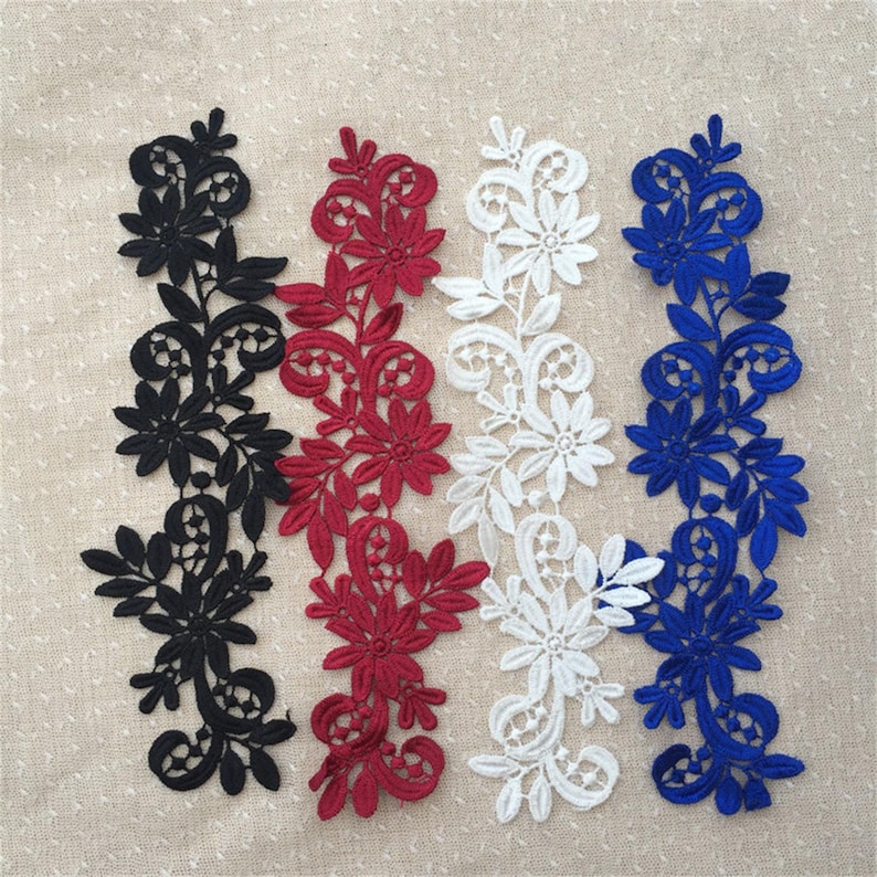Black Wine Red White Royal Blue Decal Long Flower Pair Lace - Etsy