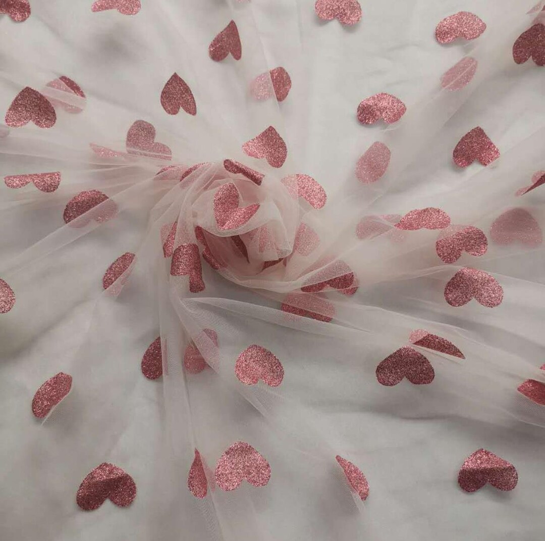 Bingbinghearts Gauze Fabric, Soft Heart-shaped Mesh Fabric, Valentine's ...