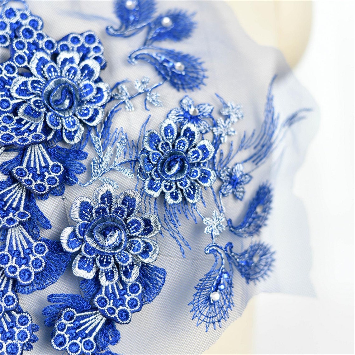 Very Delicate Royal Blue 3d Handmade Beaded Hot Drilling - Etsy