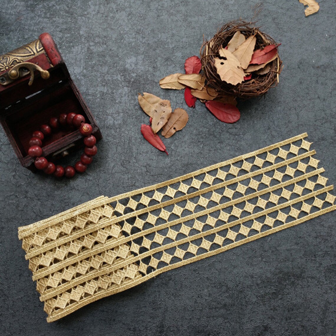 Golden Venetian Lace Elegant Rich Metallic Gold Openwork Lace | Etsy