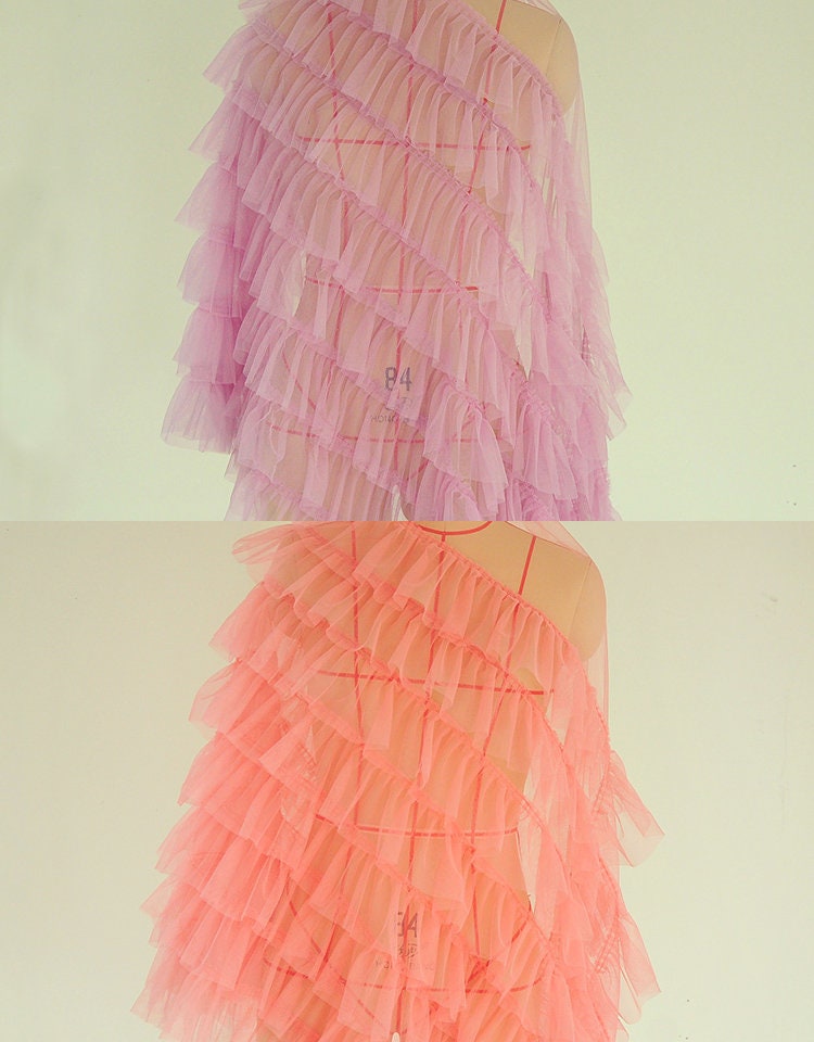 Beautiful Ruffled Tulle Trim Pink Pleated Mesh Trim Short | Etsy