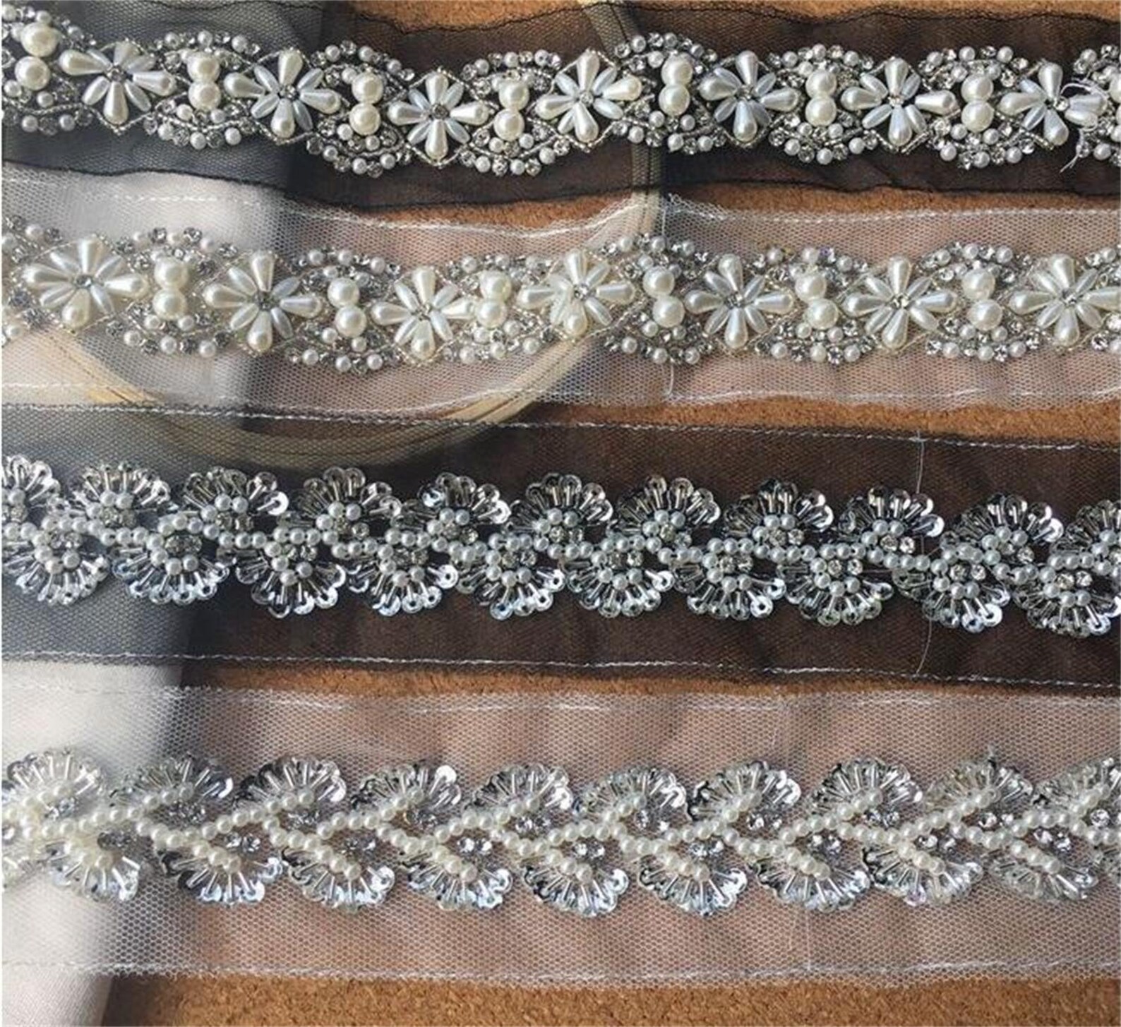 Beaded Trims Lace Beaded Trimming for Bridal Bridesmaid Gown | Etsy