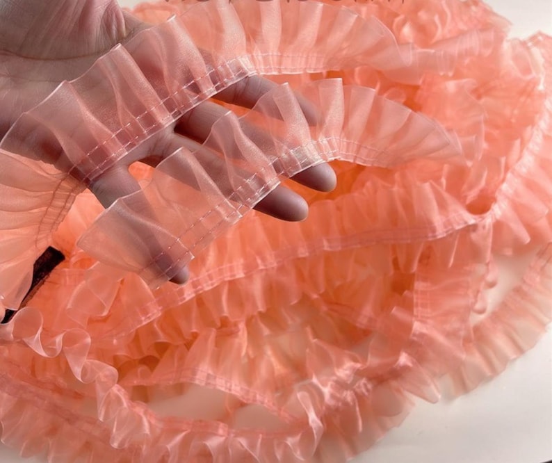 1.57" Wide Snow Gauze Belt With Organ Pleated Lace Trim, Suitable for ...