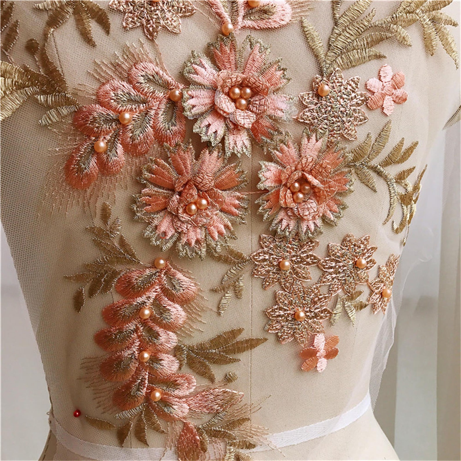 Luxury 3d Beaded Embroidered Lace Flowers Wedding Appliques | Etsy