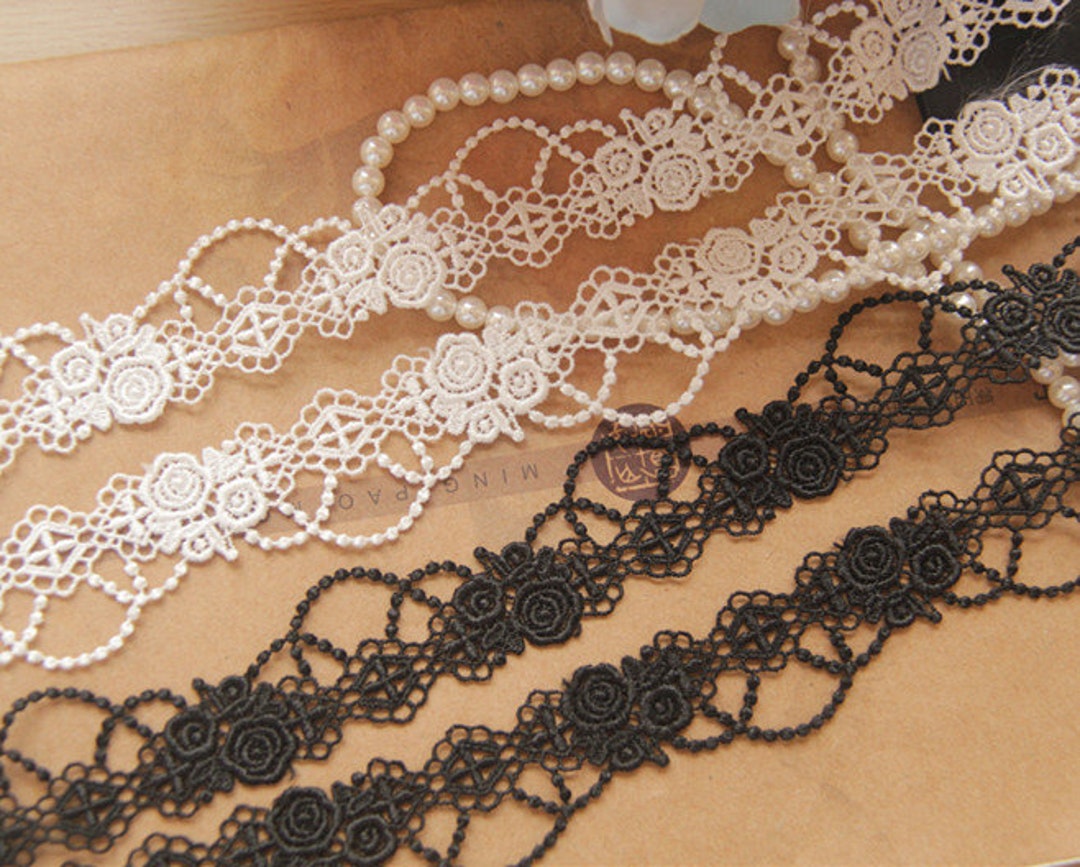 2 Yards White Venetian Lace Lace Delicate Double Rose Embroidery Lace ...