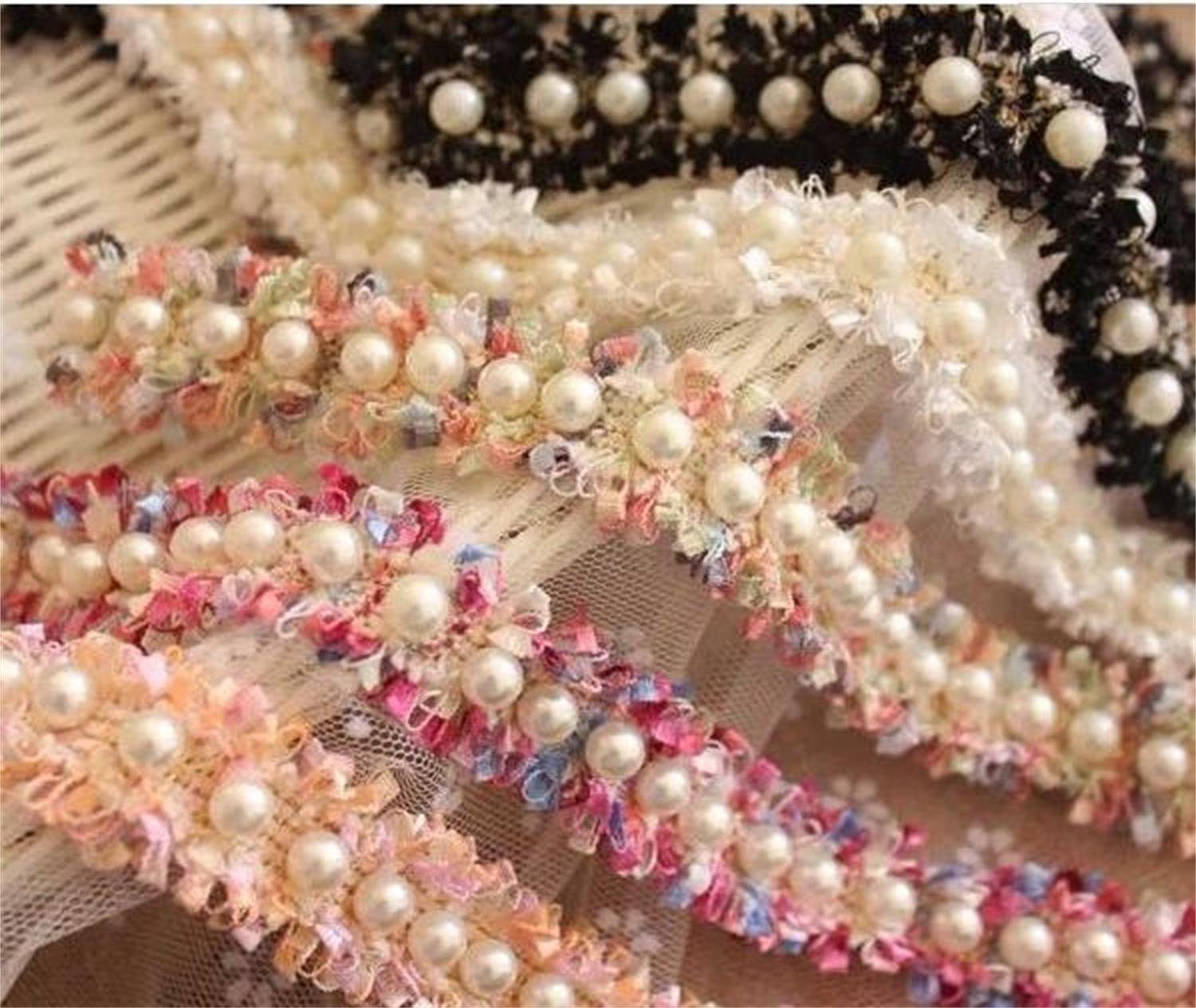 Crochet Lace With Pearls Trimming for Dresses Collar Cuffs | Etsy