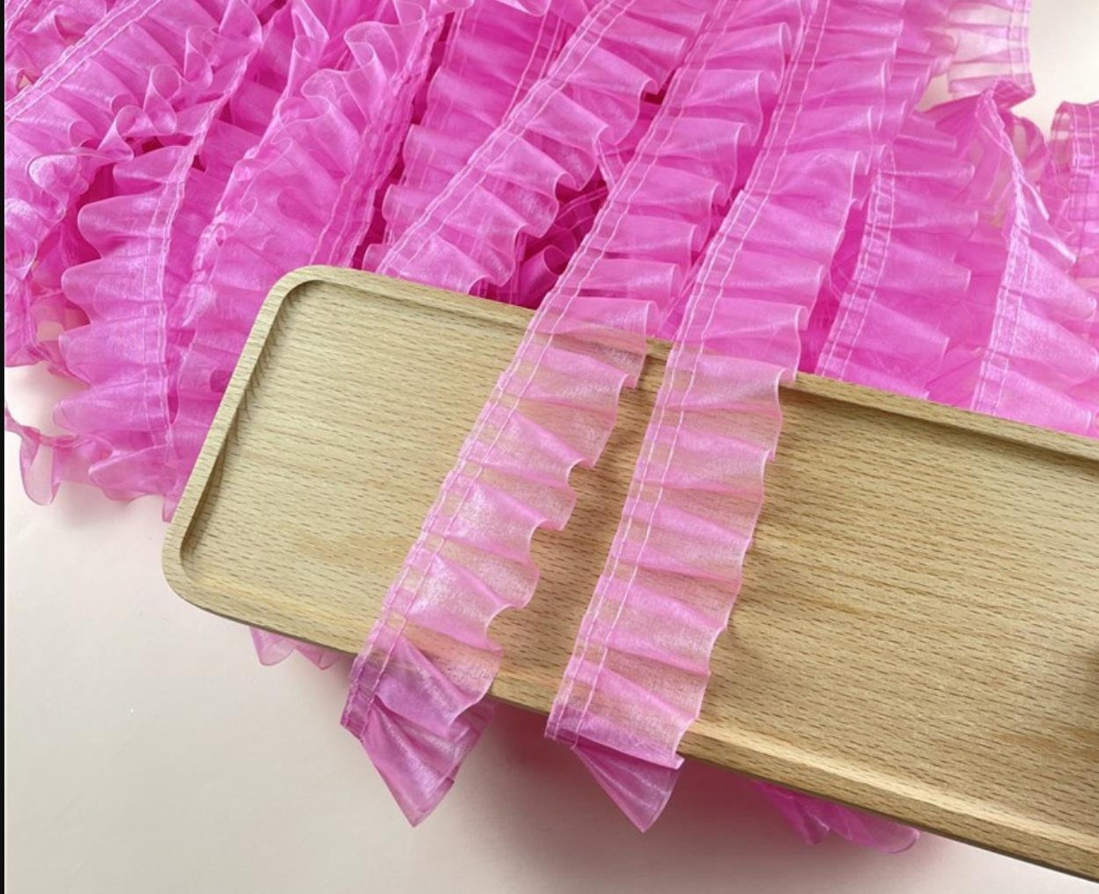 1.57" Wide Snow Gauze Belt With Organ Pleated Lace Trim, Suitable for ...