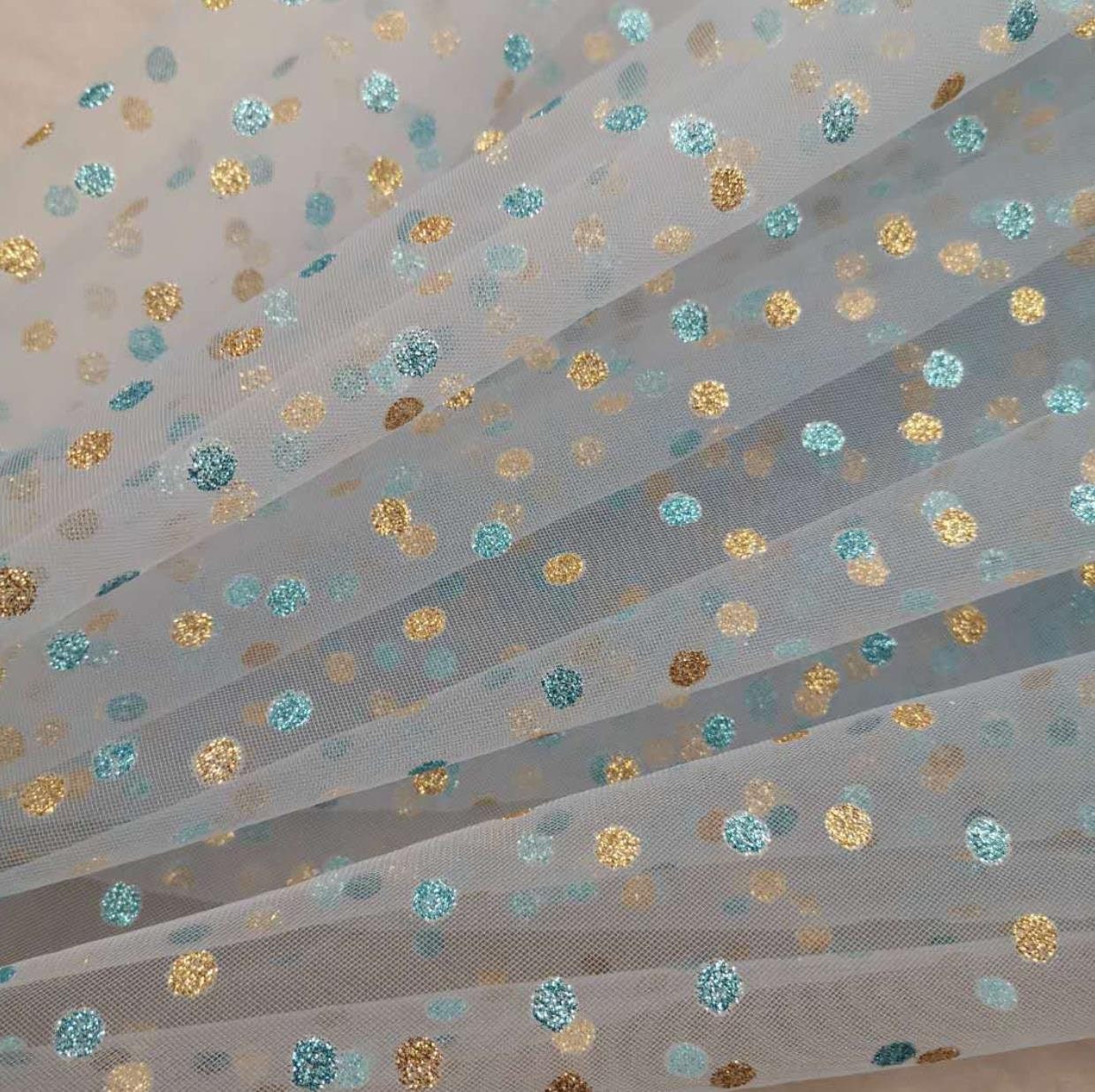 Multi-color Polka Dot Sequins Dotted on the Tulle Fabric, Suitable for ...