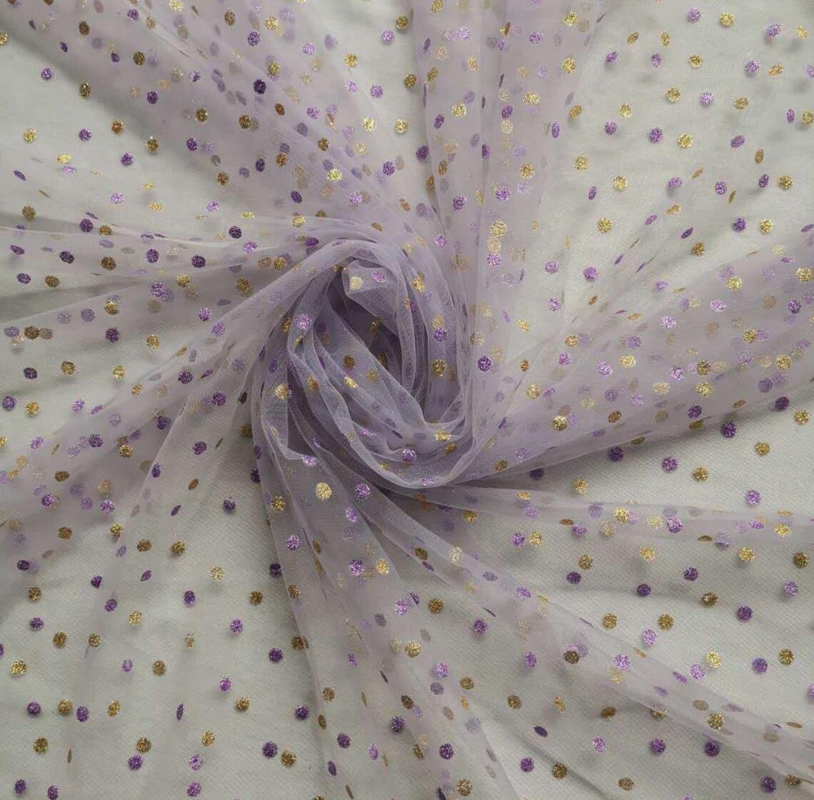 Multi-color Polka Dot Sequins Dotted on the Tulle Fabric, Suitable for ...