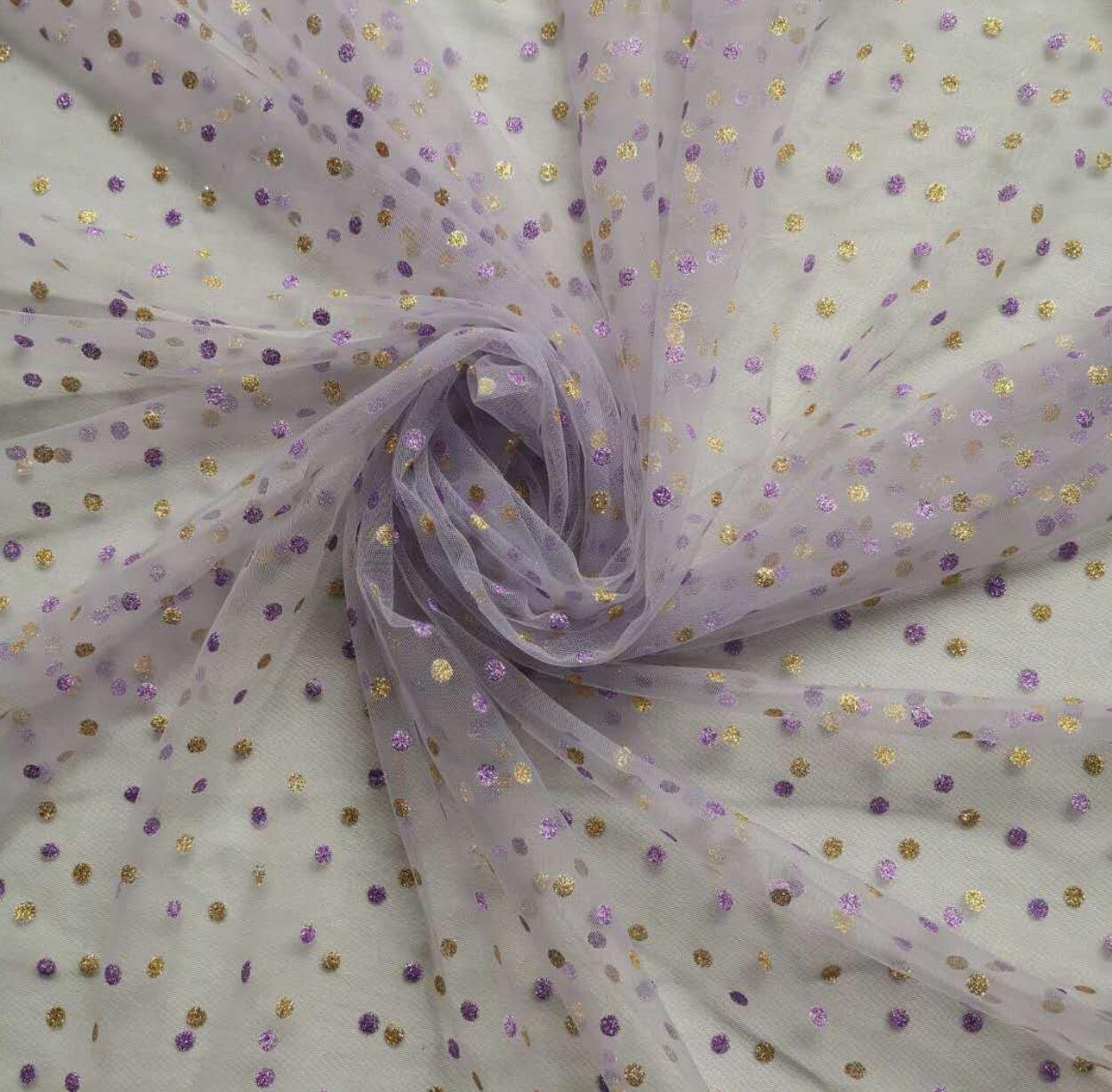 Multi-color Polka Dot Sequins Dotted on the Tulle Fabric, Suitable for ...