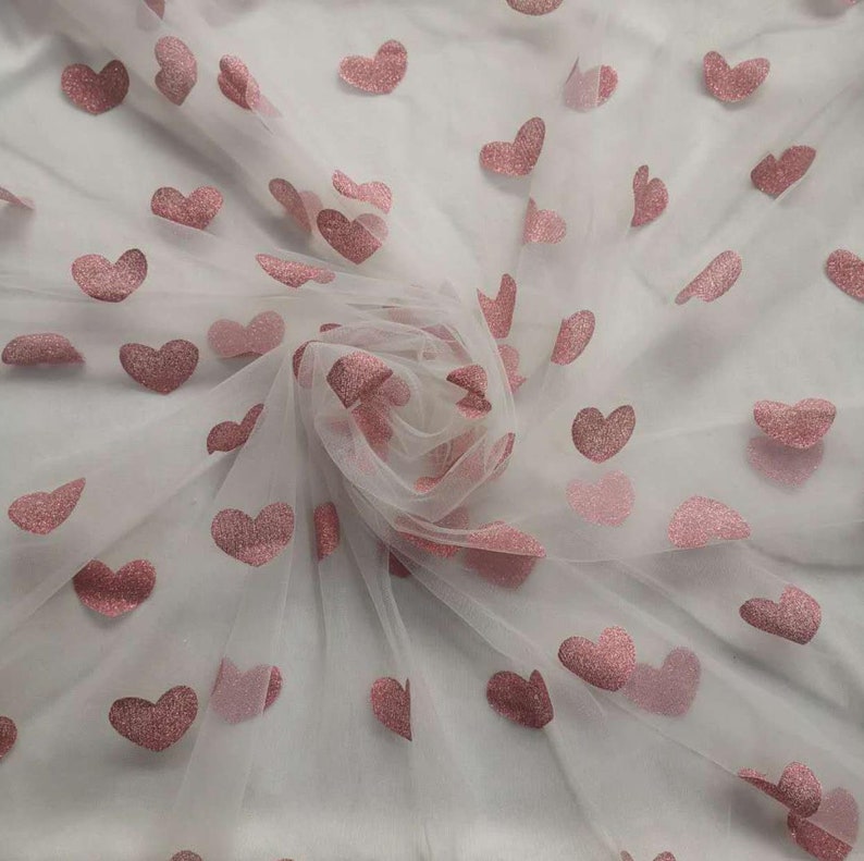 Bingbinghearts Gauze Fabric, Soft Heart-shaped Mesh Fabric, Valentine's ...