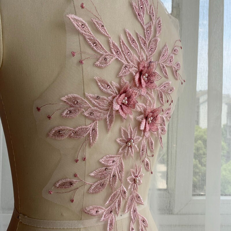 Lace Appliqué Beaded Applique Bean Sand Lace Applique - Etsy