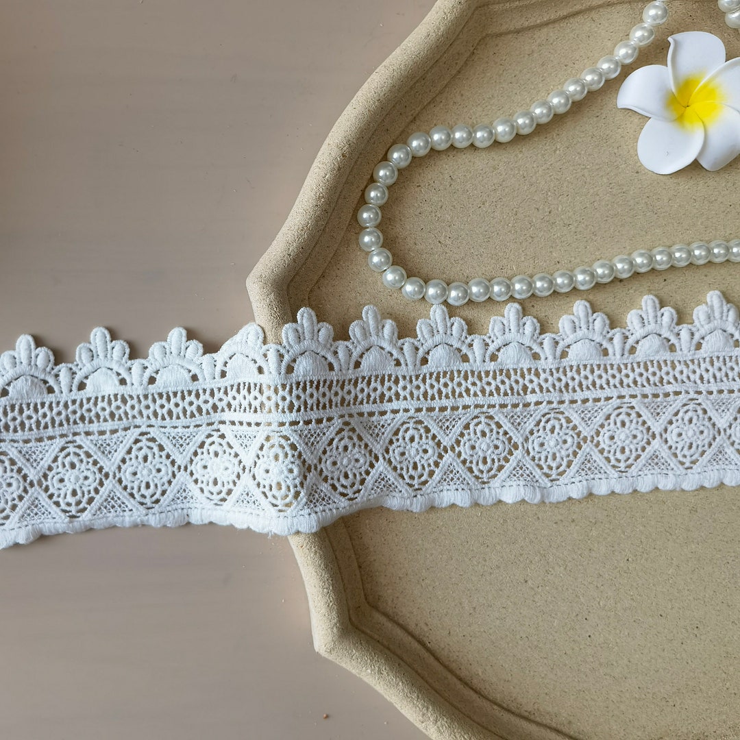 2.95" Wide High-quality Cotton Lace Edges, Retro Fan-shaped Lace, Cuffs ...