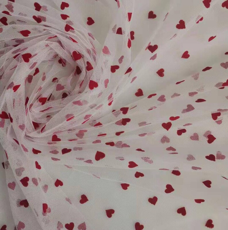 High-quality Hearts Gauze Fabric Red Heart-shaped Mesh - Etsy