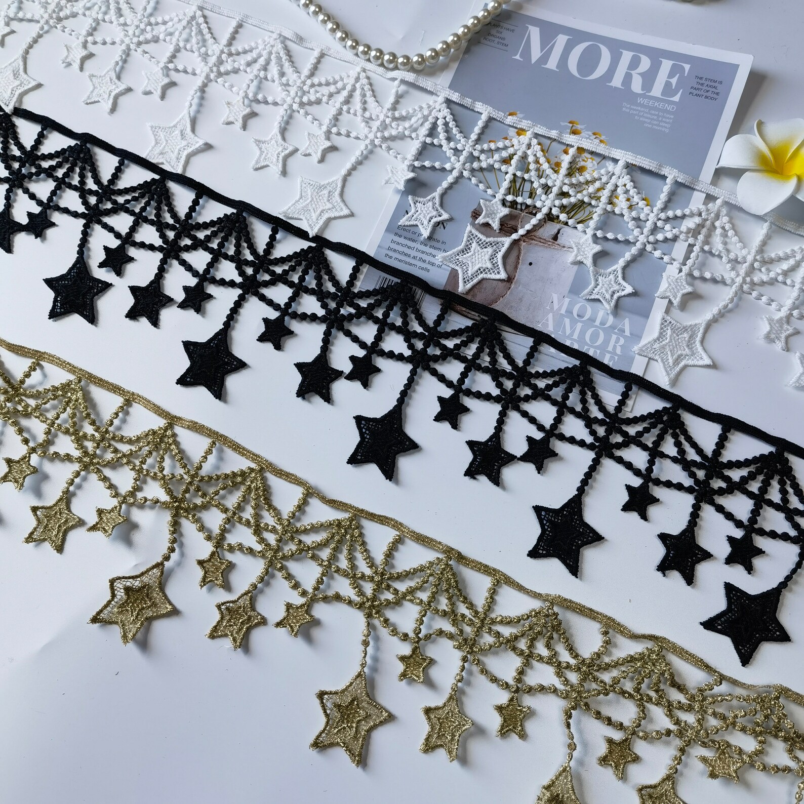 2 Yardsdelicate Star Lace Trim, Stars Fringe Tassels Lace for Collar ...