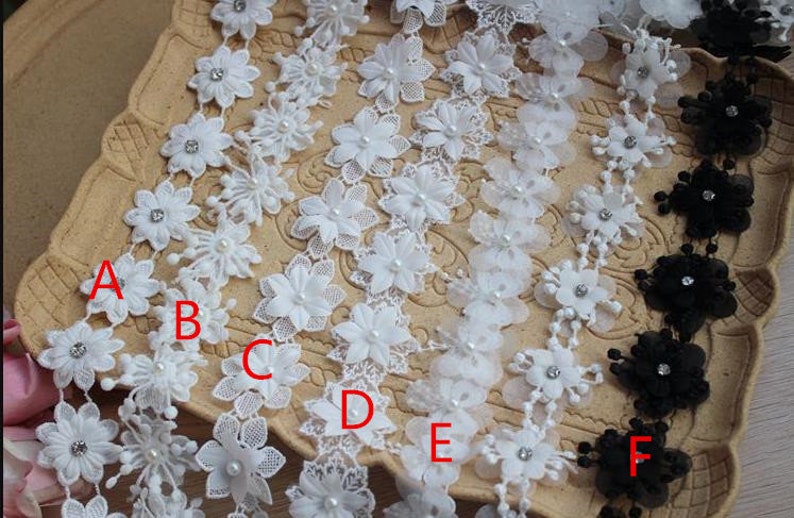 White 3D Beaded Flower Lace Decoration Girl Dress Scrapbook | Etsy