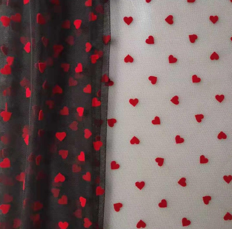 High-quality Hearts Gauze Fabric Red Heart-shaped Mesh - Etsy