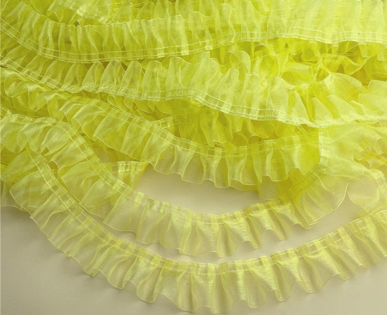 1.57" Wide Snow Gauze Belt With Organ Pleated Lace Trim, Suitable for ...