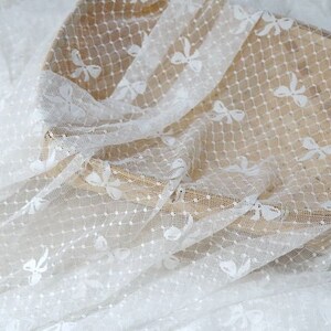 1.5 M Wide Mesh Gauze Bow Dot Dot Mesh Stretch Lace Fabric DIY Wedding ...