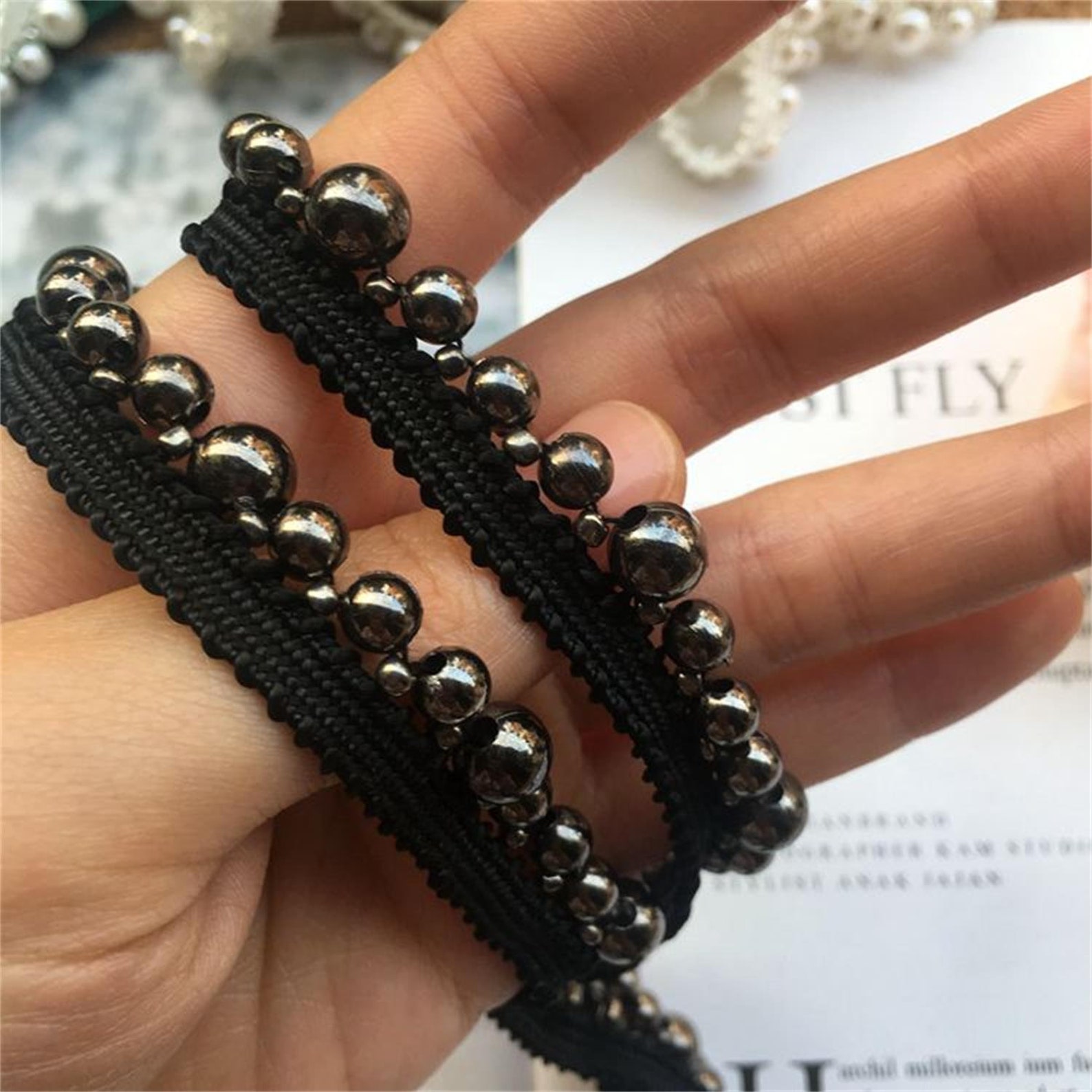 Pearls Lace Trimpearl Beaded Trim Bridal Sash Beaded - Etsy