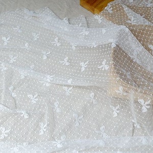 1.5 M Wide Mesh Gauze Bow Dot Dot Mesh Stretch Lace Fabric DIY Wedding ...