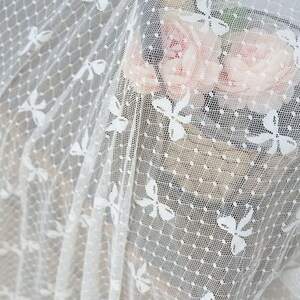 1.5 M Wide Mesh Gauze Bow Dot Dot Mesh Stretch Lace Fabric DIY Wedding ...